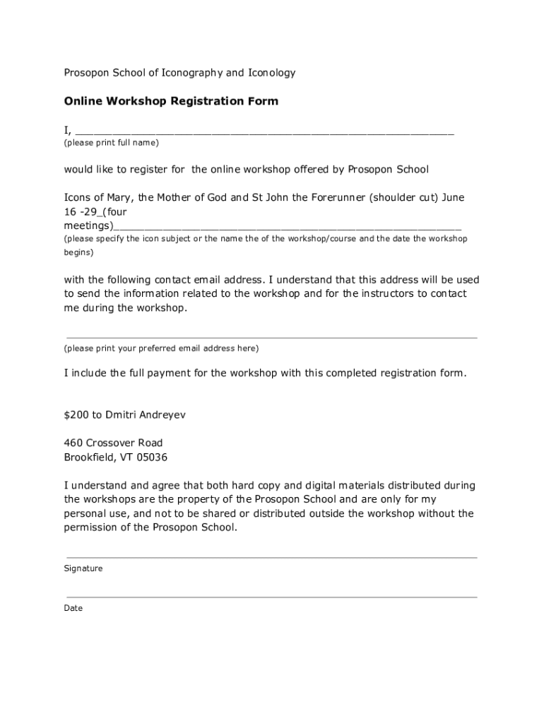 Fillable Online Online Workshop Registration form Fax Email Print ...
