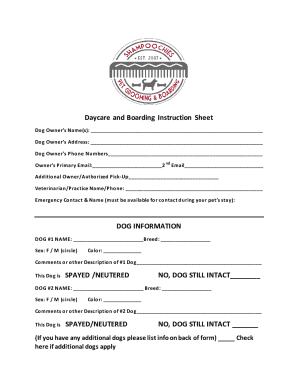 Fillable Online Canine History Form: Fax Email Print - pdfFiller