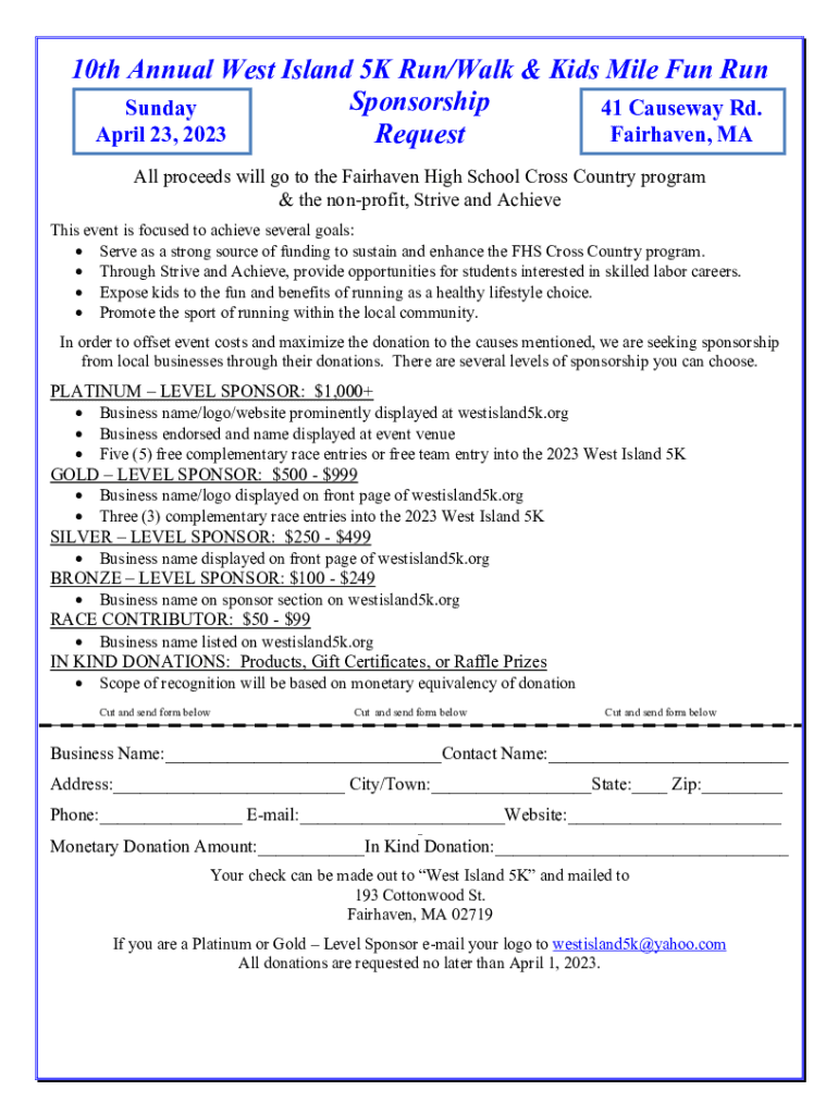Fillable Online 10th Annual West Island 5K Run/Walk & Kids Mile Fun Run Fax Email Print - pdfFiller