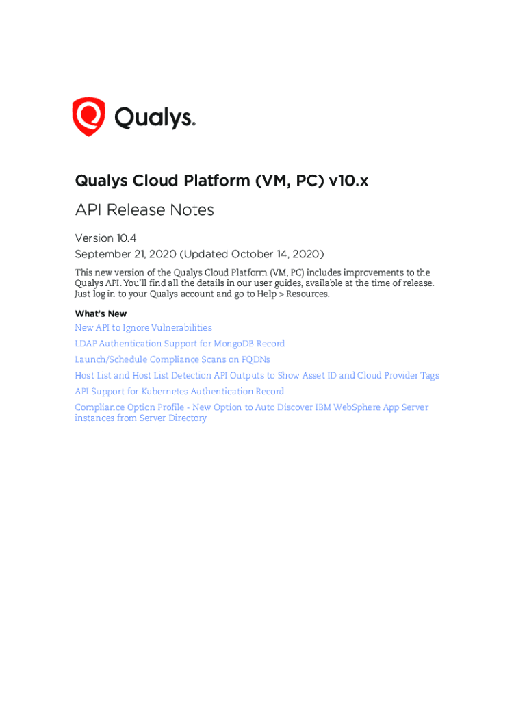 Fillable Online Qualys Cloud Platform (VM, PC) v8.x API Release Notes ...