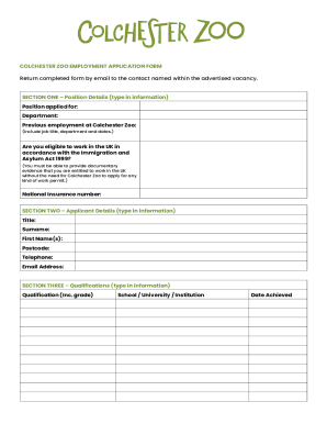 Fillable Online Colchester Zoo is home to over 180 species and is ...