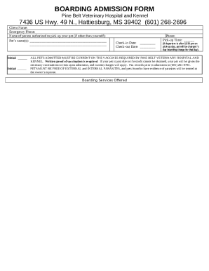 BOARDING ADMISSION Doc Template | pdfFiller