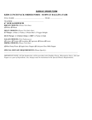 Fillable Online Subway Order Form Fax Email Print - pdfFiller