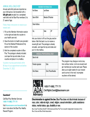 Fillable Online Rewards for Completing Your Annual Well-Child Visit Fax ...