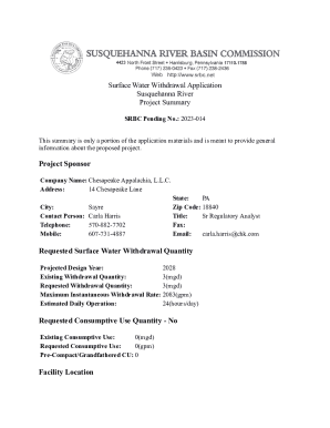 Fillable Online Surface Water Withdrawal Application Fax Email Print ...