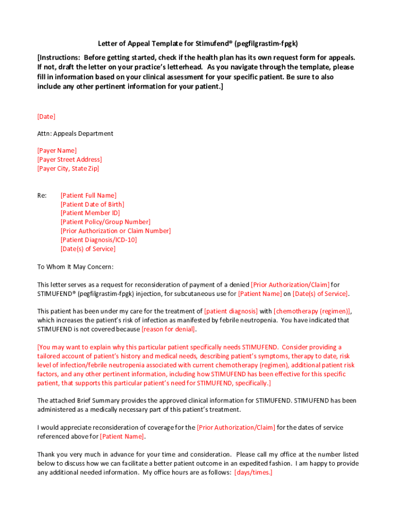 Fillable Online Drafting a Coverage Authorization Appeal Letter Fax ...