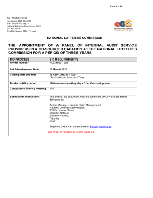 Fillable Online THE APPOINTMENT OF A PANEL OF INTERNAL AUDIT ... Fax ...