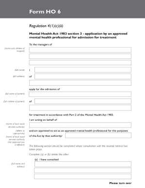 Fillable Online HO forms: Procedure for and record of hospital ...
