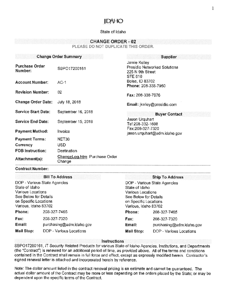 Fillable Online purchasing idaho Purchase Orders 102 - Department of Finance and Management Fax ...