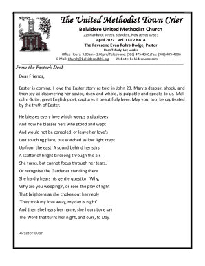 Fillable Online Mount Horeb United Methodist Church Welcomes the Rev ...