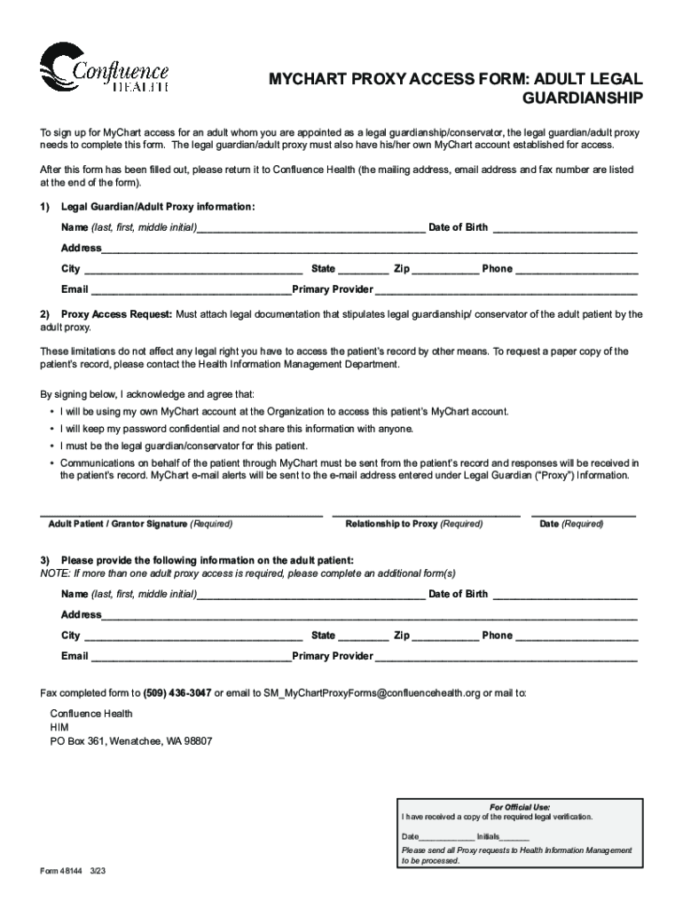 Completable En línea MyChart Proxy/Disclaimer Authorization Form Fax ...