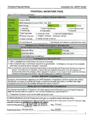 Fillable Online Technical and Management Volume Template Fax Email ...