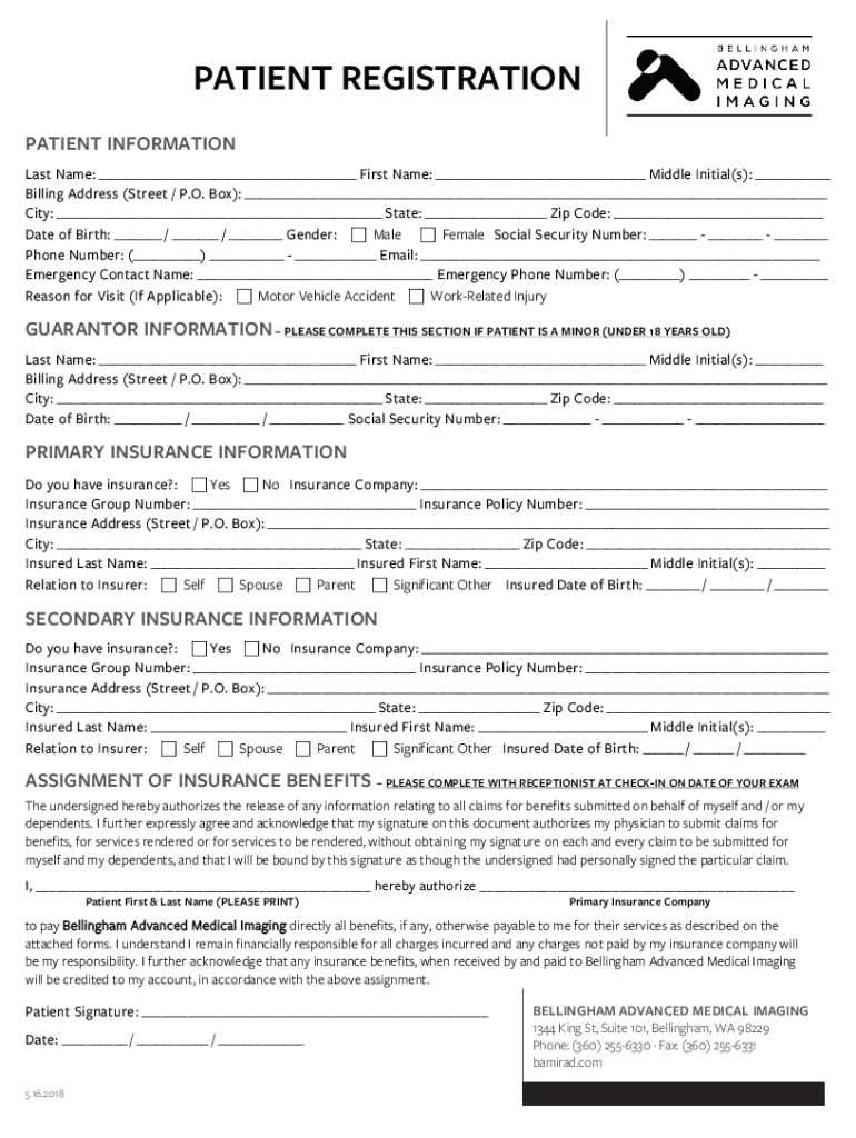 Fillable Online Patient Registration Form (PDF) Fax Email Print - pdfFiller