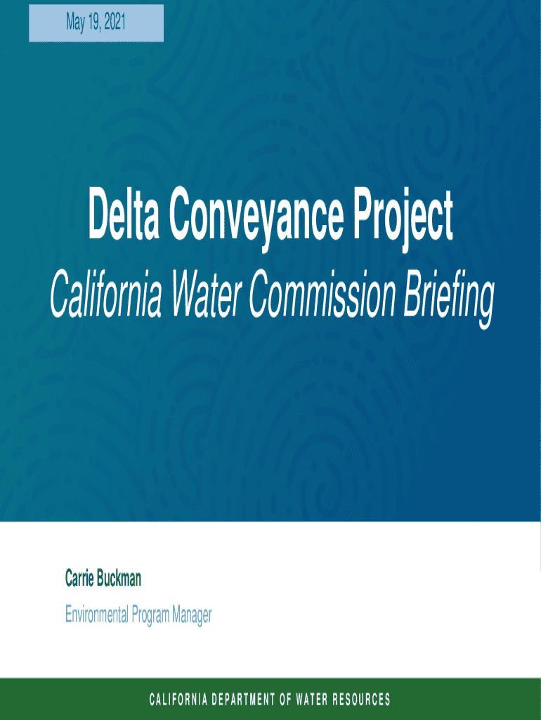 Fillable Online cwc ca Delta Conveyance - California Department of ...
