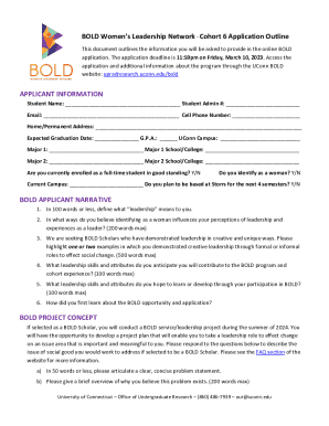 Fillable Online ugradresearch uconn BOLD Womens Leadership Network ...