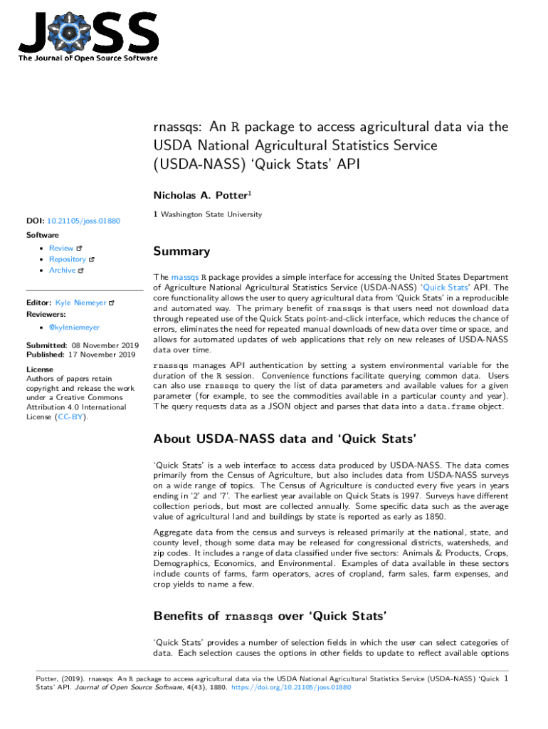 Fillable Online rnassqs: An R package to access agricultural data via the USDA ... Fax Email ...