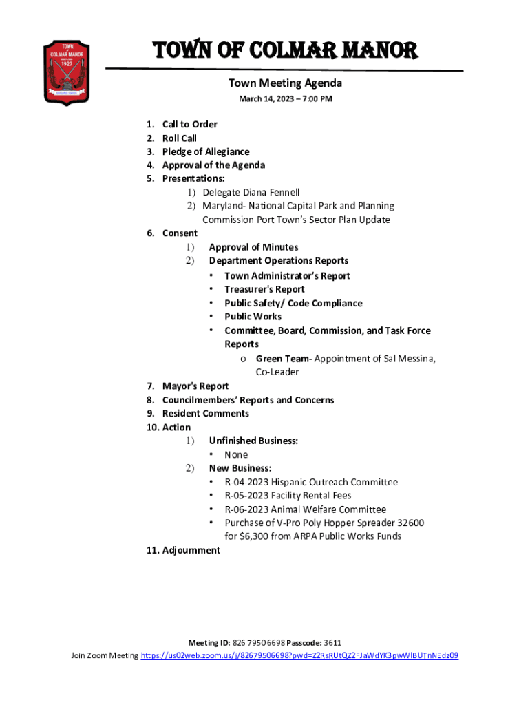 Fillable Online Town of Colmar Manor, Maryland Fax Email Print - pdfFiller