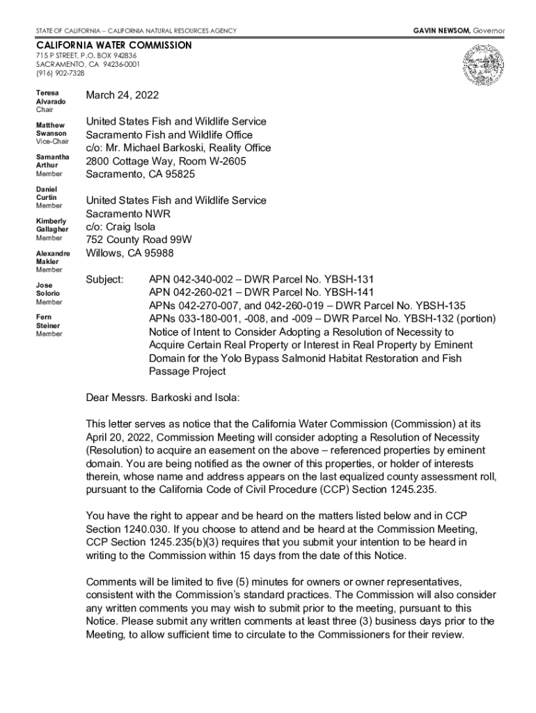 Fillable Online cwc ca USFWS (CE Holder) CWC Notice of Informational ...