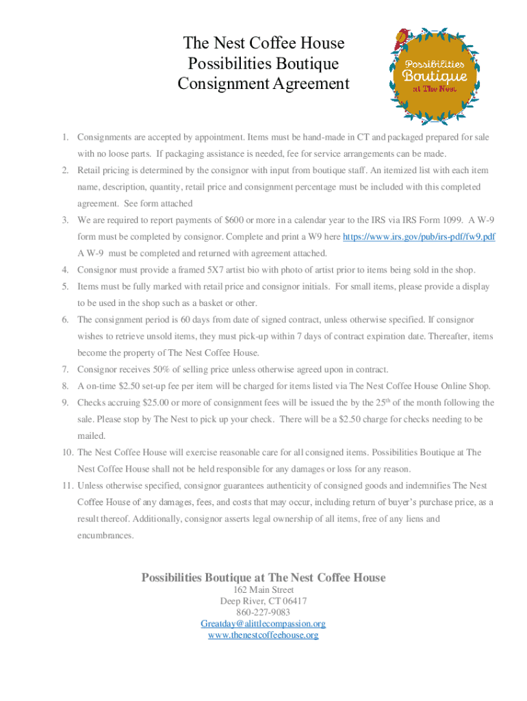 Fillable Online Possibilities-Boutique-Consignment-Agreement.pdf Fax ...