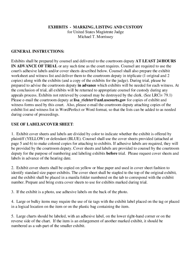 Fillable Online Judge Tuchi FormsTrial Forms(JJT) Exhibit Procedure.wpd ...