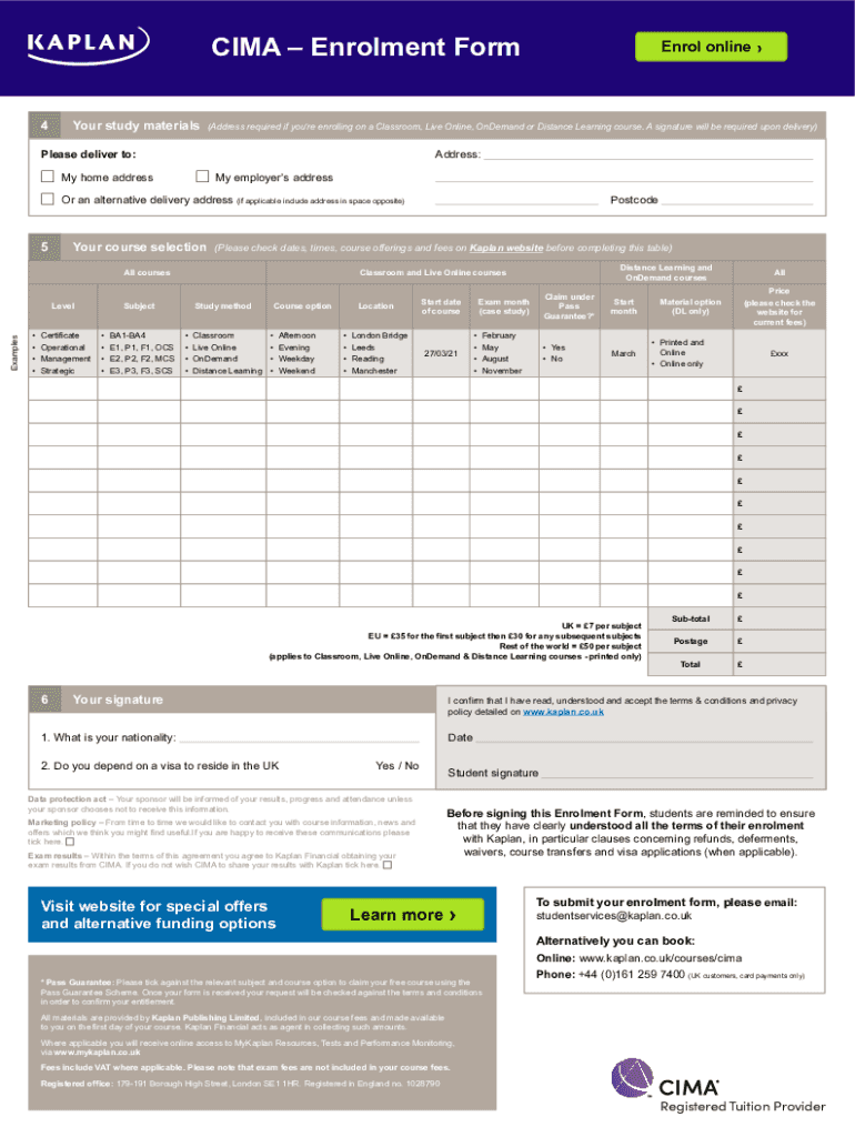 Fillable Online CIMA - Application form Fax Email Print - pdfFiller