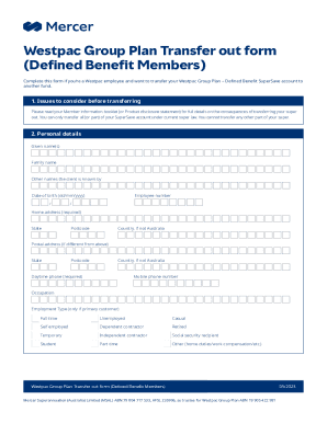 Fillable Online Westpac Group Plan Transfer your super in form (Defined ...