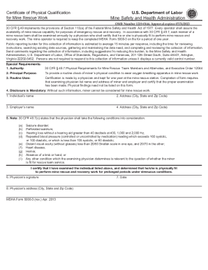 Fillable Online files dep state pa Certificate of Physical Qualification for Mine Rescue Work ...