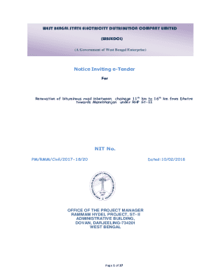 Fillable Online NOTICE INVITING e-TENDER West Bengal State Electricity ...