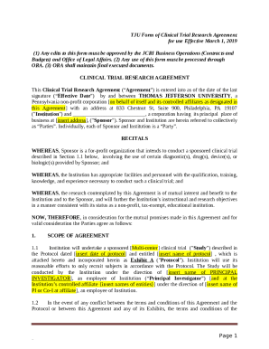 clinical trial research agreement - Jefferson Research - Thomas ... Doc Template | pdfFiller