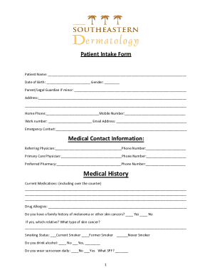Fillable Online New Patient Intake Form Medical Contact Information Fax Email Print - pdfFiller
