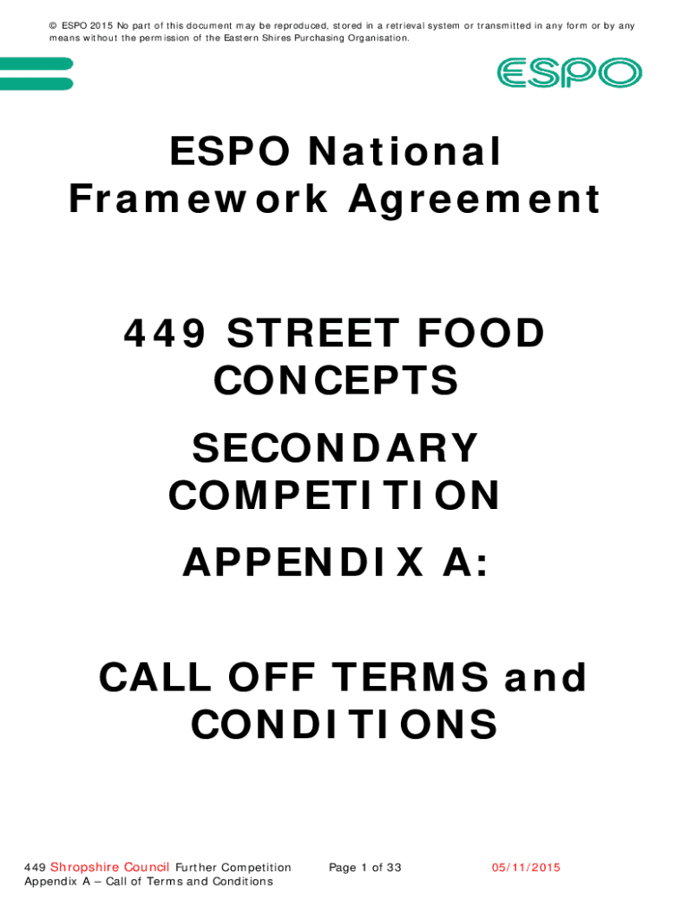 Fillable Online ESPO National Framework Agreement 449 STREET FOOD ... Fax Email Print - pdfFiller