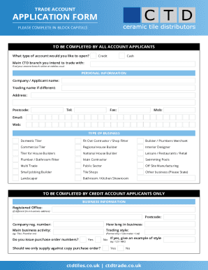 Fillable Online Business Account Application-TDA 0321 Fax Email Print ...