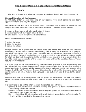 The Soccer Dome 5-a-side Rules and Regulations Team Doc Template ...