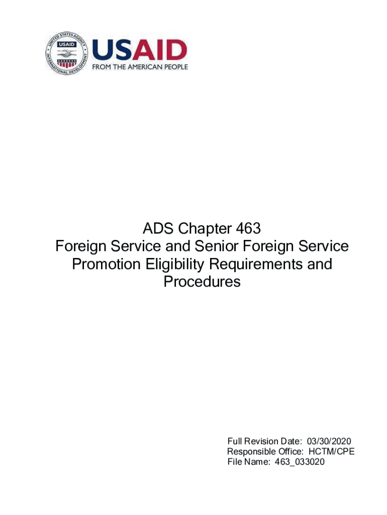 Fillable Online ADS Chapter 463 - Foreign Service and Senior Foreign ...