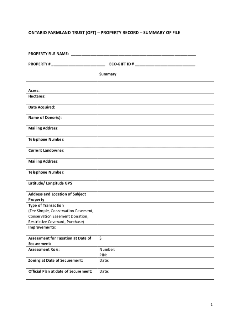 Fillable Online OFT Property Record - Blank Sheet.docx Fax Email Print ...