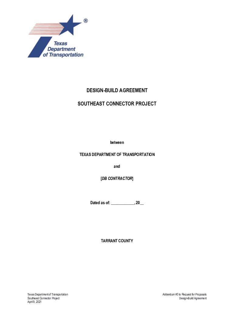 Fillable Online ftp dot state tx Design-Build Agreement. Southeast Connector Project Fax Email ...