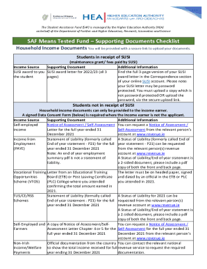Fillable Online SAF Means Tested Fund Supporting Documents Checklist ...
