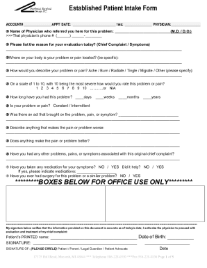 Fillable Online 20+ Free Patient Intake Form Templates Fax Email Print ...