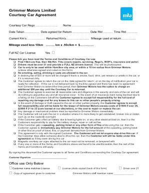 Fillable Online Courtesy Car Application Form - Hamilton Fax Email ...