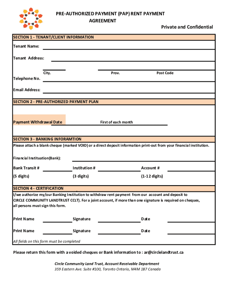 Fillable Online Personal Pre-Authorized Debit Withdrawal Agreement Form ...
