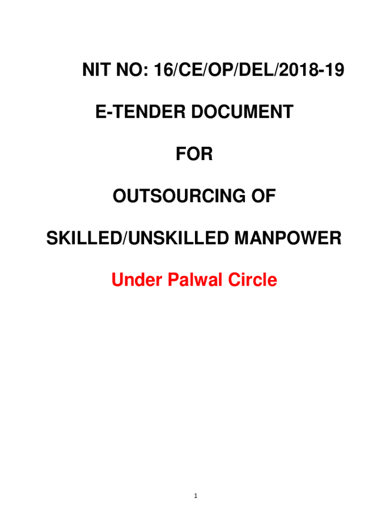 Fillable Online Tender Document For Outsourcing of Manpower Services ...