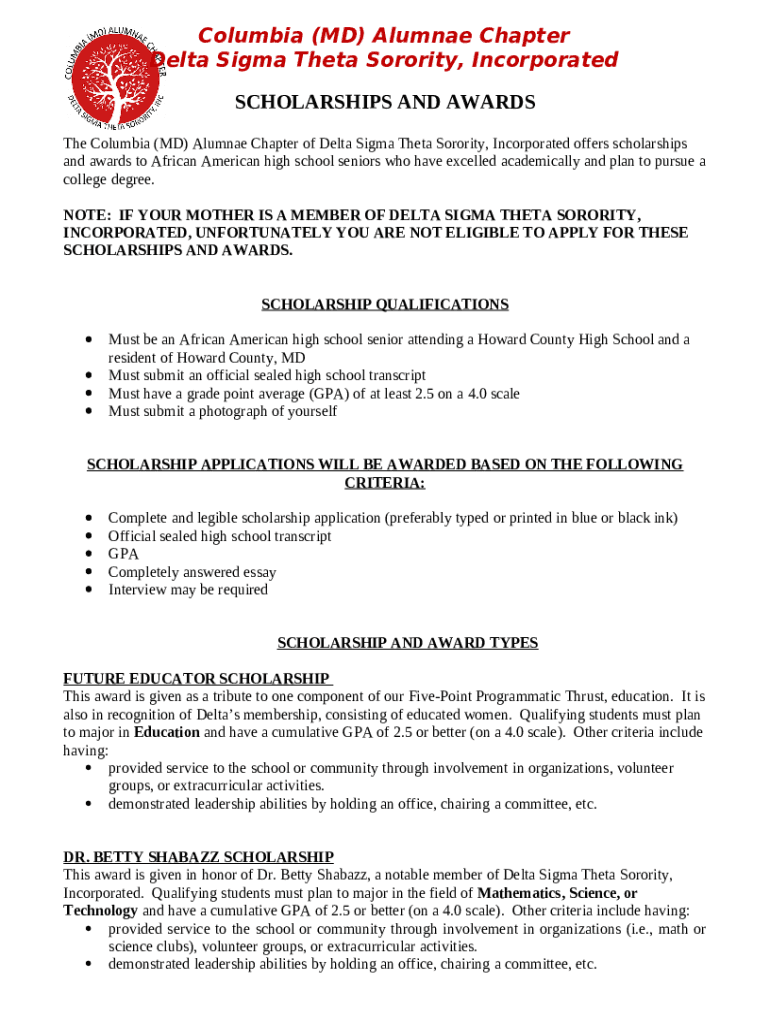 SCHOLARSHIP INATION AND APPLICATION ... Doc Template | pdfFiller