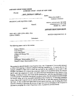 Fillable Online decisions courts state ny amended short form order Fax ...