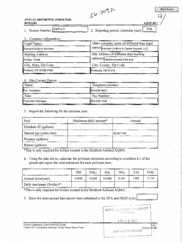 Fillable Online Annual Reporting Form: Boilers Fax Email Print - pdfFiller