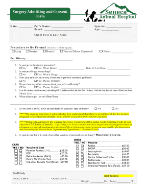 Fillable Online SURGERY CONSENT FORM West Main Animal Hospital Fax ...
