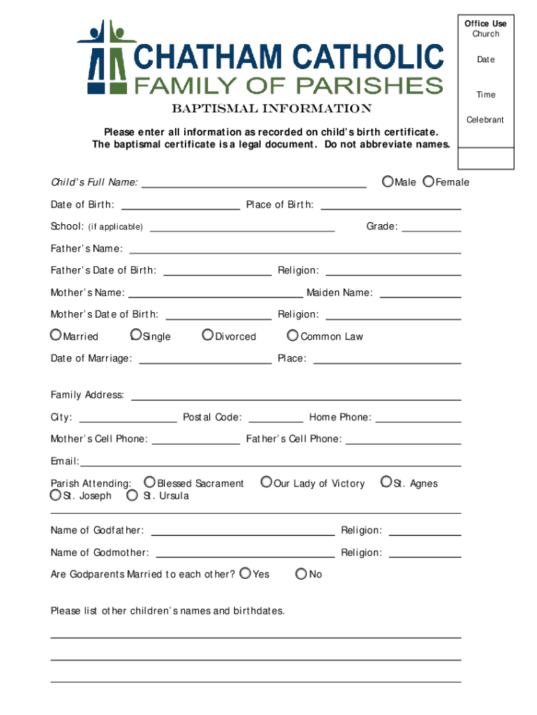 Fillable Online Baptismal Records: A Closer Look at Birth Records #2 ...