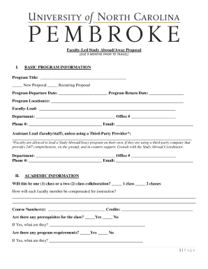 Fillable Online Faculty-Led Study Abroad/Away Program Proposal Form Fax Email Print - pdfFiller