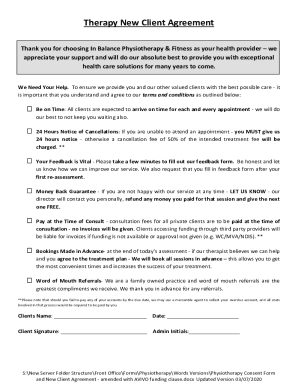 Fillable Online Therapy New Client Agreement Fax Email Print - pdfFiller