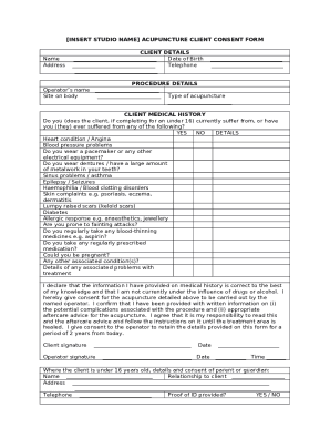Acupuncture New Client Template Doc Template | pdfFiller