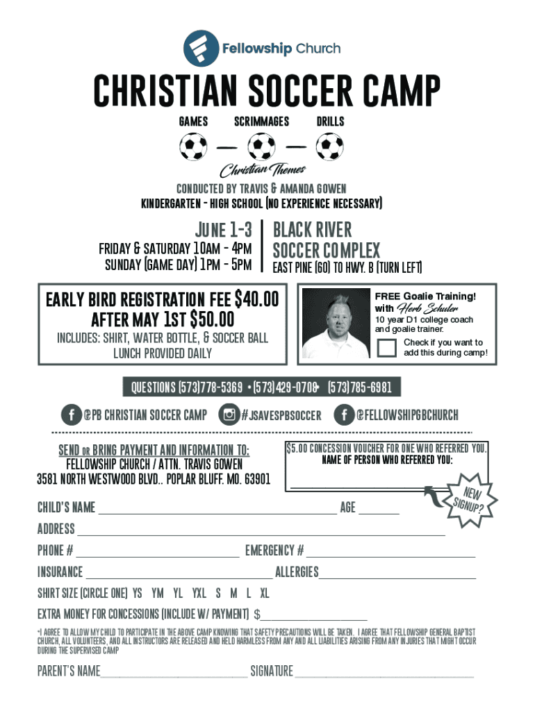 Fillable Online PB SOCCER CAMP FORM Fax Email Print - pdfFiller